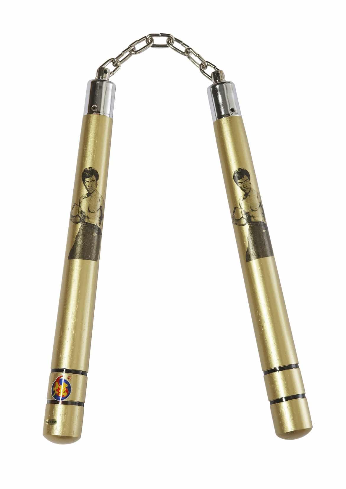 NUNCHAKU BOIS JAUNE CLAIR CHAINE BRUCE LEE